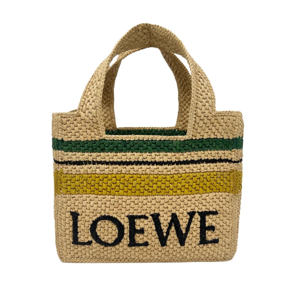 Loewe Tote Bag Raffia Small Natural/Green/Yellow – brandloverbangkok.com